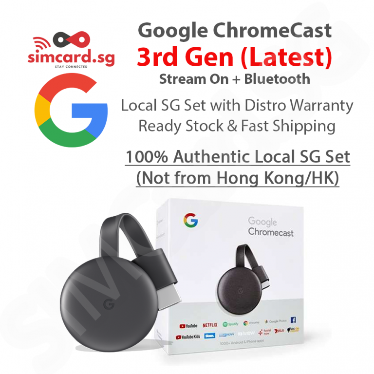 Google Chromecast 3 (Third Generation) - HD Streaming – SIMCard.SG